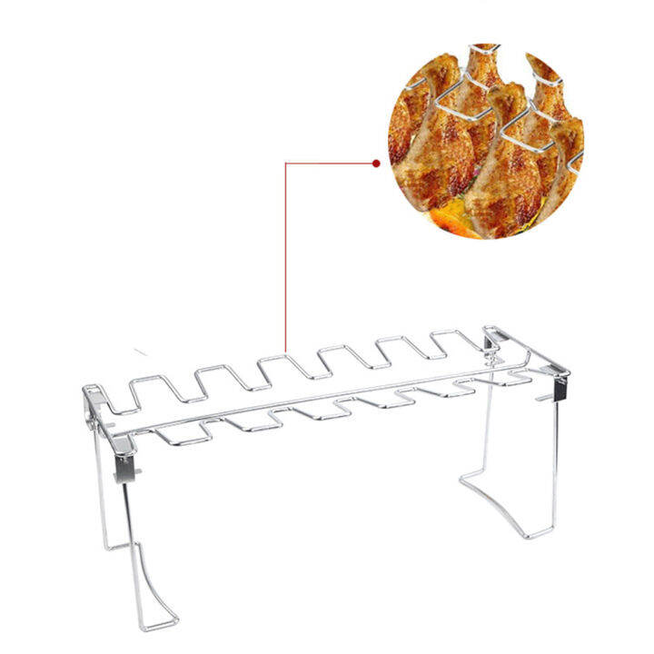 【Free Cleaning Cloth】 BBQ Chicken Leg Bracket Silver Stainless Steel ...