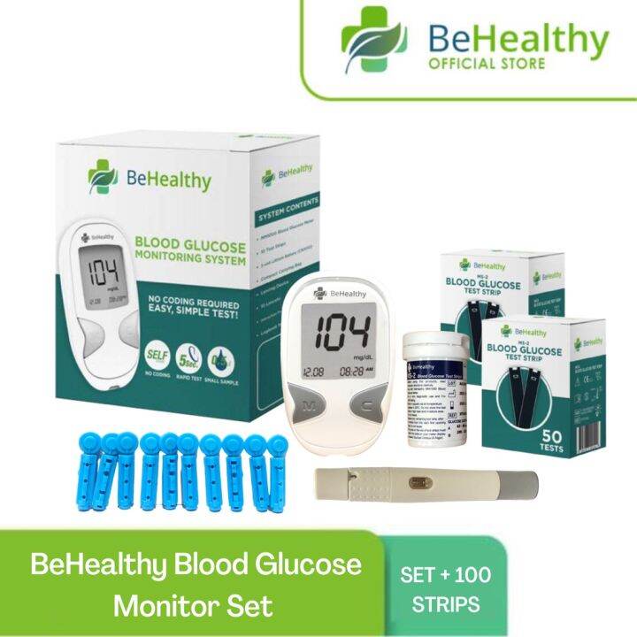 BeHealthy Blood Glucose Sugar Test Monitor Kit Bundle – Glucometer test ...
