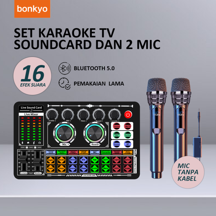Bonkyo F999 siaran langsung sound card khusus set lengkap peralatan ...