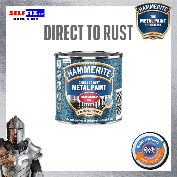 Hammerite Red Metal Paint - Hammered Finish 250ml - Direct to Rust - No ...