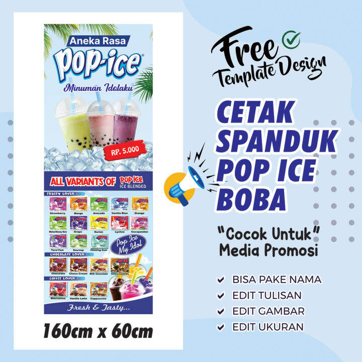 Banner Spanduk POP ICE BOBA VERSI 3 160 X 60cm BISA DI EDIT | Lazada ...