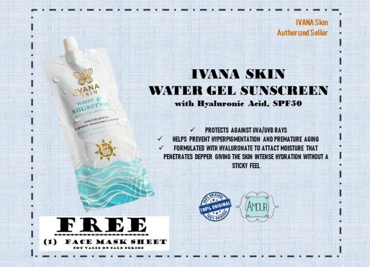 IVANA SKIN - Water Gel Sunscreen with Hyaluronic Acid, SPF50 | Lazada PH