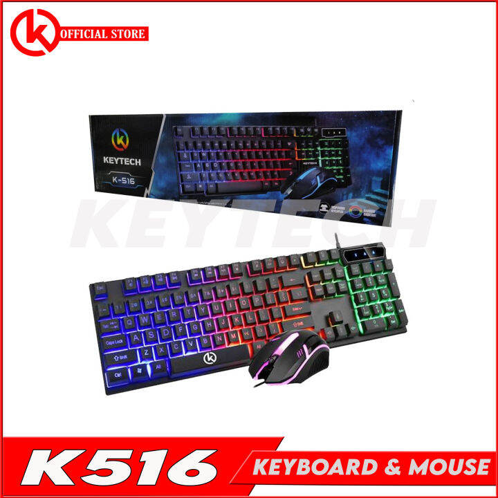 Keytech K516 Backlit LED RGB Gaming Keyboard Mouse Combo | Lazada PH