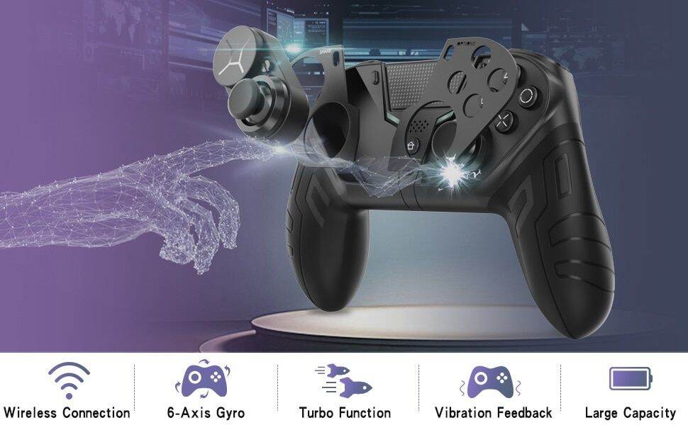 Wireless Game Controller สำหรับ PS4 Elite/slim/pro Dualshock 4พร้อมปุ่มย้อนกลับที่ตั้งโปรแกรมได้ ...