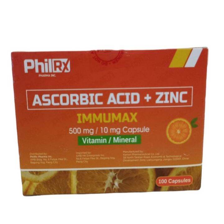 IMMUMAX Ascorbic Acid Zinc 500mg/10mg 100capsules | Lazada PH