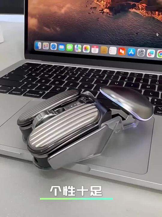 EWEADN Q3 2.4กิกะเฮิร์ตซ์เมาส์ไร้สายแบบชาร์จเงียบคลิก RGB โลหะนิยาย ...