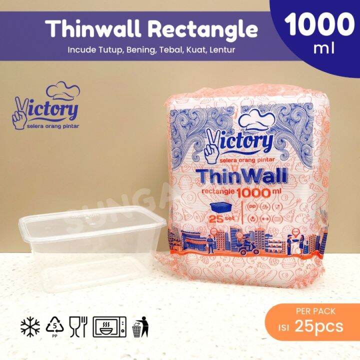 Thinwall Kotak 1000ml / Mika Thinwall Rect FOODGRADE (Per Pack ...