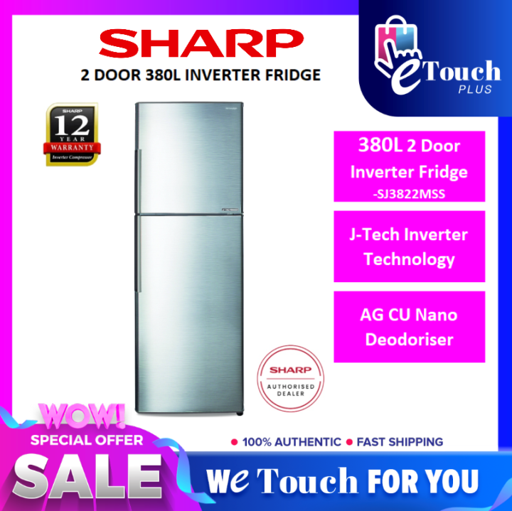 SHARP (SJ3822MSS) 2 DOOR 380L INVERTER FRIDGE | Lazada