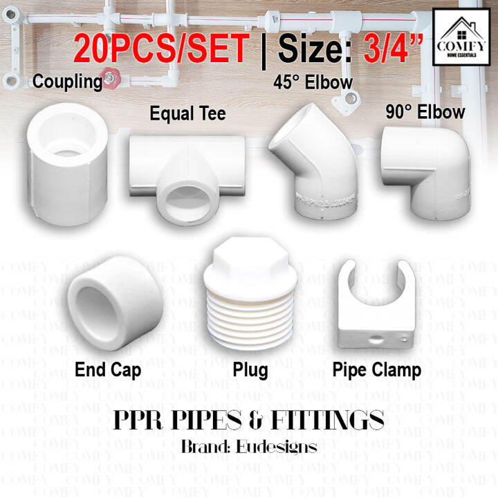 WHOLESALE (20pcs) 3/4" PPR Pipe Fittings Plain, Coupling, Elbow 90 ...
