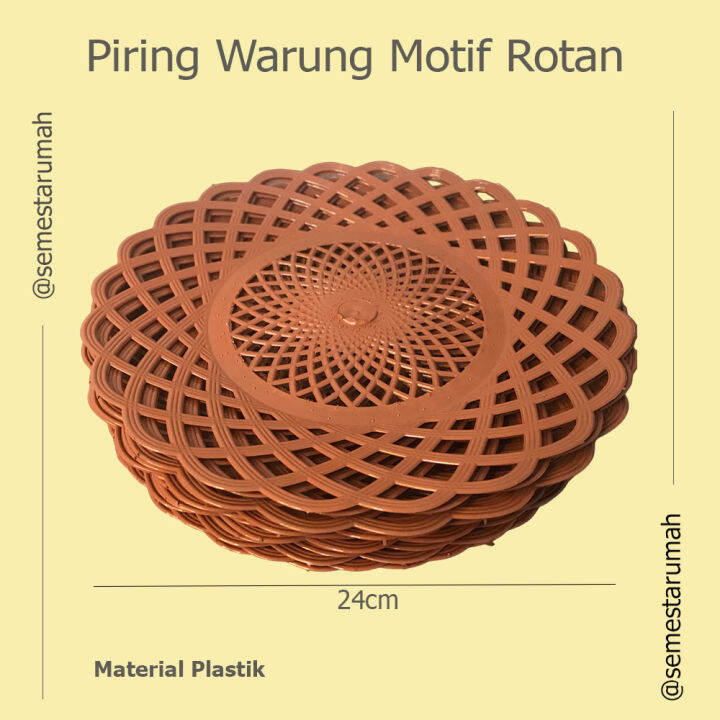 PIRING ROTAN PLASTIK ISI 12PC / PIRING WARUNG / PIRING PECEL / ANYAMAN ...