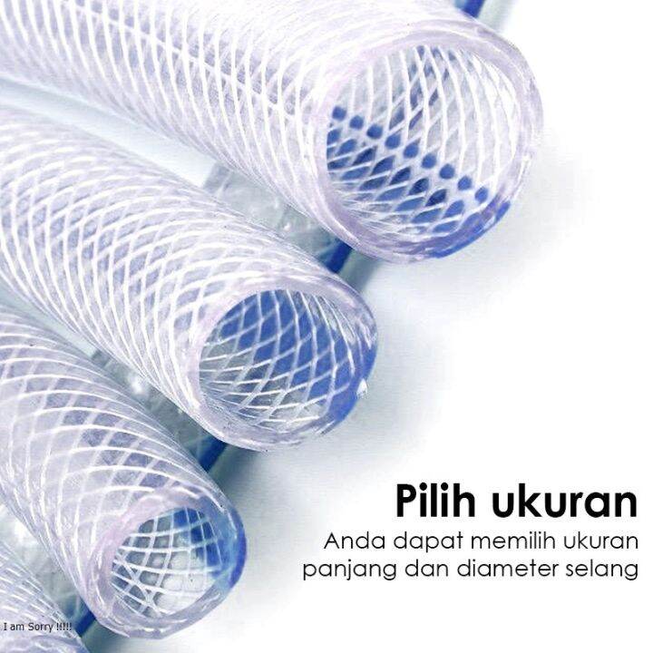 Selang Air Transparan Bening 50-100 meter/Selang Bening Serat Benang Elastis PVC/Selang 1/2 5/8 ...