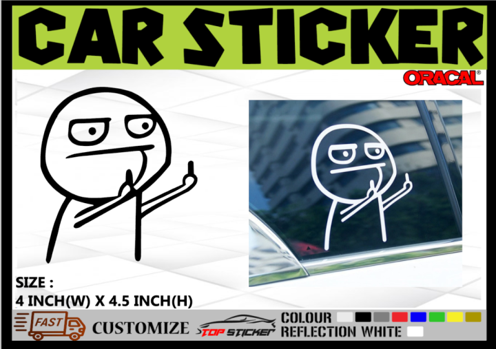 CUTE HAND FNGER CAR STICKER STICKER KERETA EMOJI | Lazada