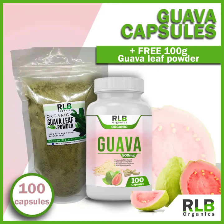 Pure Organic Natural Guava Capsules (100 Capsules) + FREE 100 grams ...