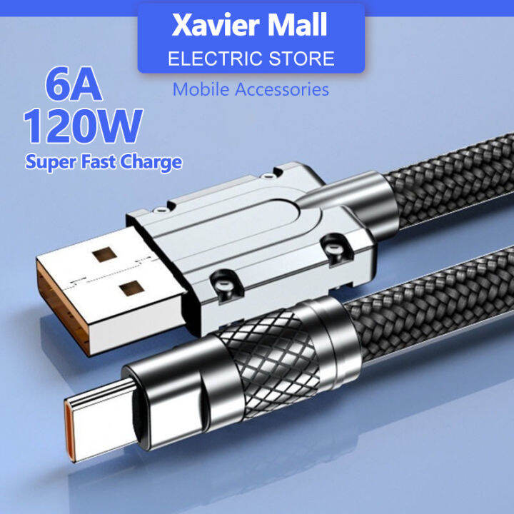 【COD】Xavier 120W 6A Cloth material Super Fast Charge Type C nylon Cable ...