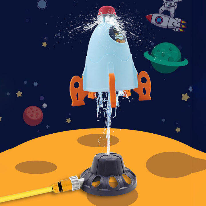 Space Rocket Jet Sprinkler Water Play Rotating Spray Water Rocket Blue ...