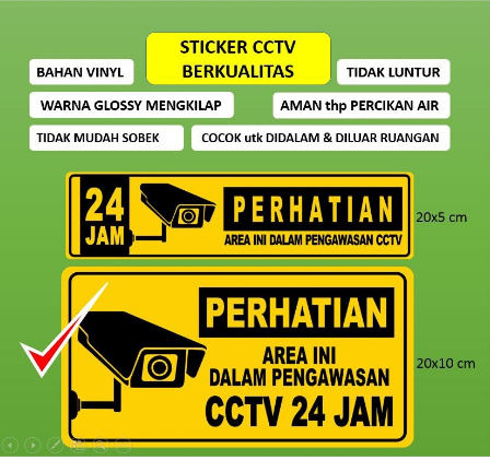 SIGN Stiker CCTV Sticker Area Ini Dalam Pengawasan CCTV 24 jam PANJANG ...