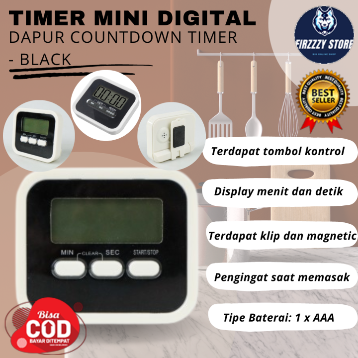 Timer Mini Digital Dapur Countdown Timer - Black | Lazada Indonesia