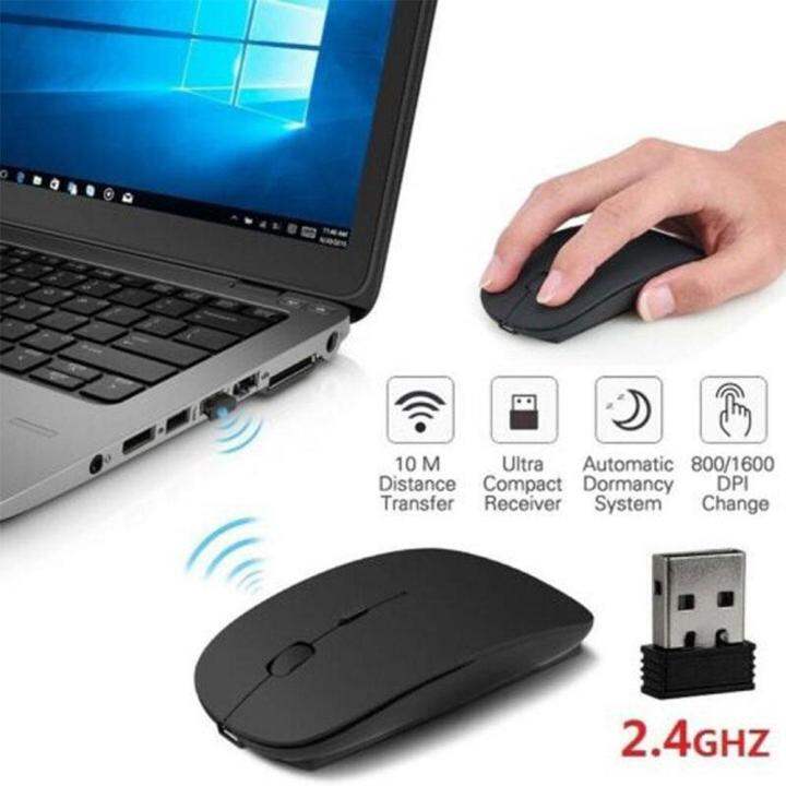 2.4Ghz Ultra-thin Wireless Mouse Rechargeable Charging Office Silent ...