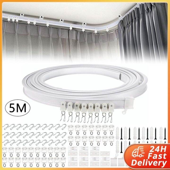 5M Flexible Ceiling Curtain Track Bendable Window Rod Rail Straight ...