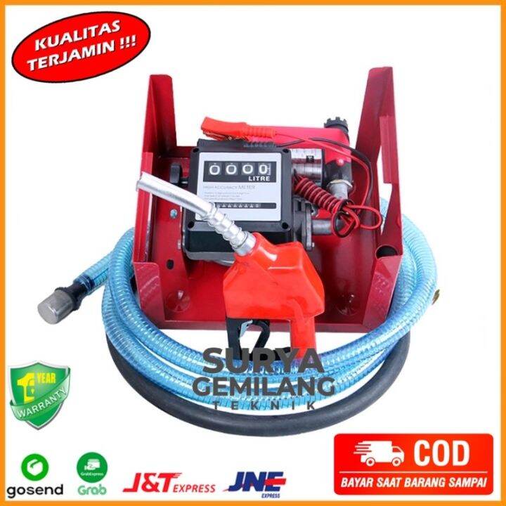 Paket Pompa Minyak Solar Bensin DC 12 Volt Flow Meter Pompa Transfer ...