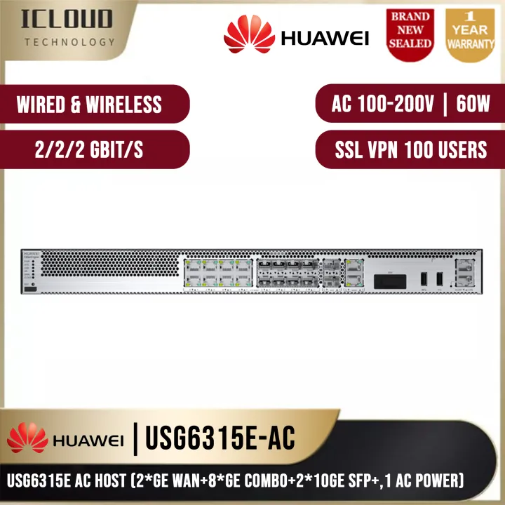 HUAWEI USG6315E-AC | Enterprise Firewall Gigabit 8GE Combo, 2*10GE ...
