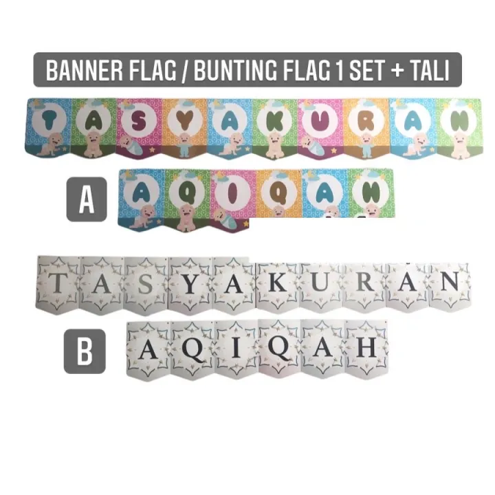 Bunting Flag Tulisan Tasyakuran Aqiqah 1 set /Banner Dekorasi Syukuran ...