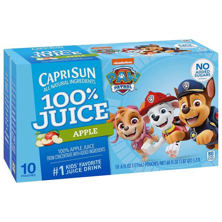 Capri Sun 100% Juice Naturally Flavored 100% Apple Juice, 10 ct Box, 6 ...