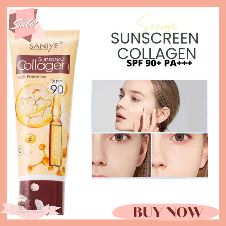 AUTHENTIC AND EFFECTIVE SANIYE Sunscreen Collagen SPF90+ PA+++ Sunblock Face Cream Whitening And ...