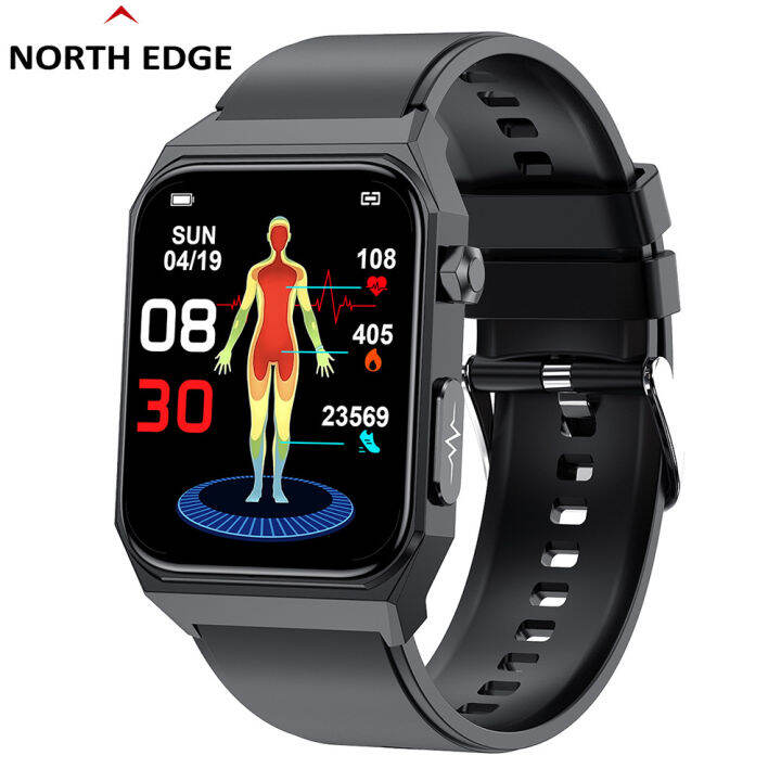 NORTH EDGE New Square ECG Men's Watch Heart Rate, Blood Pressure, Blood Oxygen, Body Temperature ...