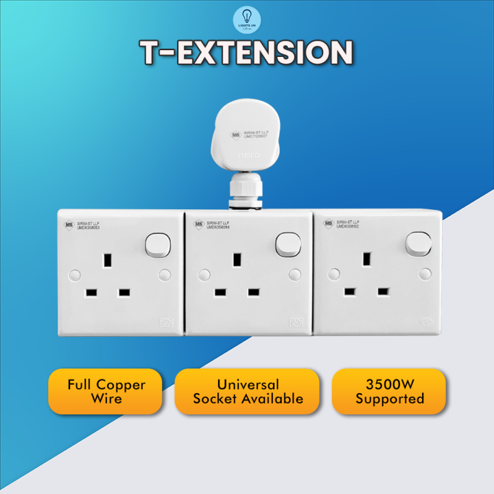 HEAVY-DUTY T-Extension T-Adaptor Wire 100% Pure Copper Wire Socket Plug ...