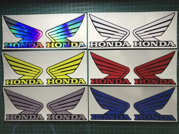 HONDA WING MARK logo printed laminated stickers decals 1 pair for fuel ...