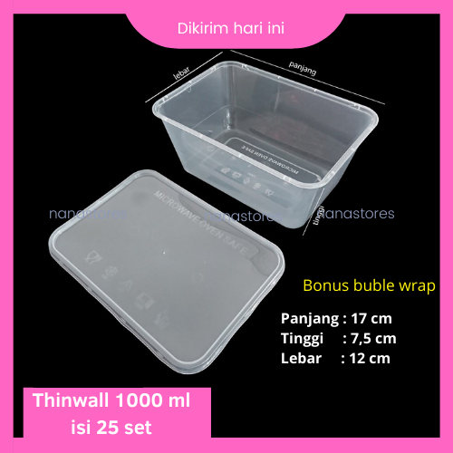 [25 SET] Thinwall 1000 ml, wadah plastik 1000 ml, thinwall ukuran 1000 ...