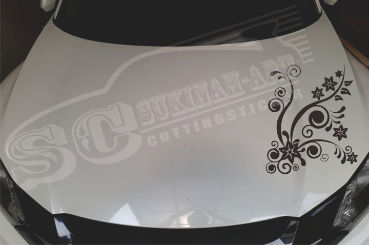 Cutting Sticker Mobil gambar bungan batik mekar ukuran 40x20cm | Lazada ...