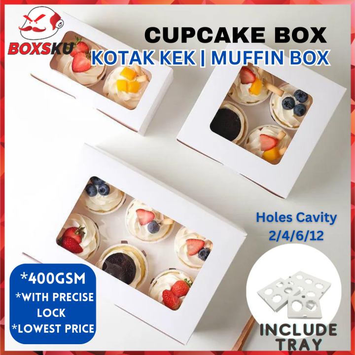 【Ready Made】Muffin Cupcake Box Food Storage Kotak Kek Tart Box Kotak ...