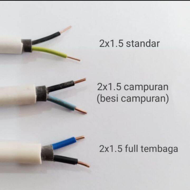 Kabel NYM Kawat isi 2 2x1,5mm PER 1 METER SNI tembaga campuran standar | Lazada Indonesia
