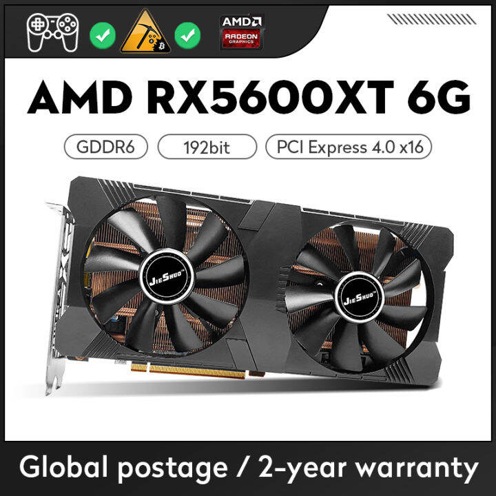 JIESHUO Radeon RX5600XT 6GB 256bit การ์ด GDDR6,PCI Express X16 4.0,AMD ...