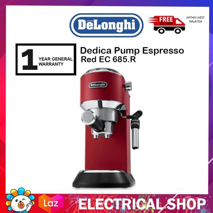 { FREE SHIPPING } DELONGHI Dedica Red - Pump Espresso Coffee Machines ...