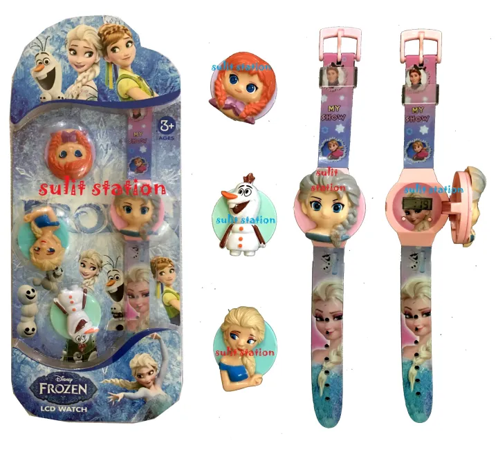 FROZEN ELSA ANNA 3D EMBOSS REPLACEABLE HEAD KIDS DIGITAL WATCH WATCHES ...