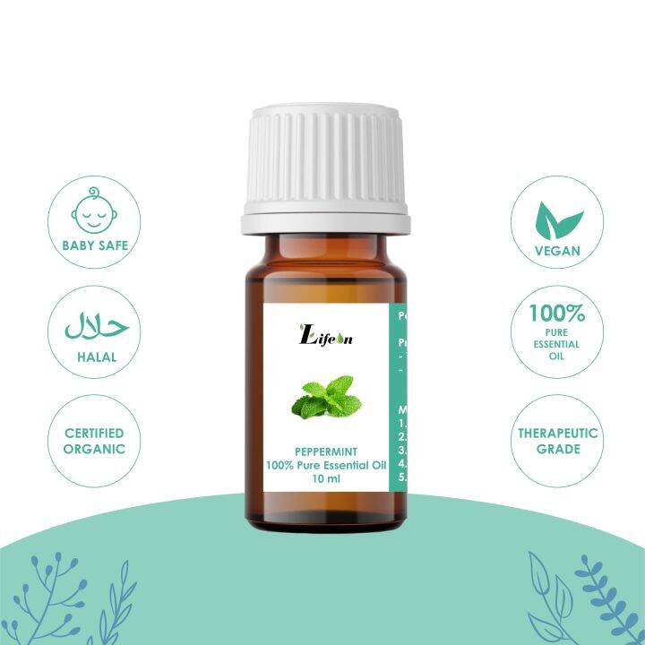 Lifeon Peppermint 100% Pure Essential Oil Minyak Esensial Atsiri Aromaterapi Diffuser Humidifier ...
