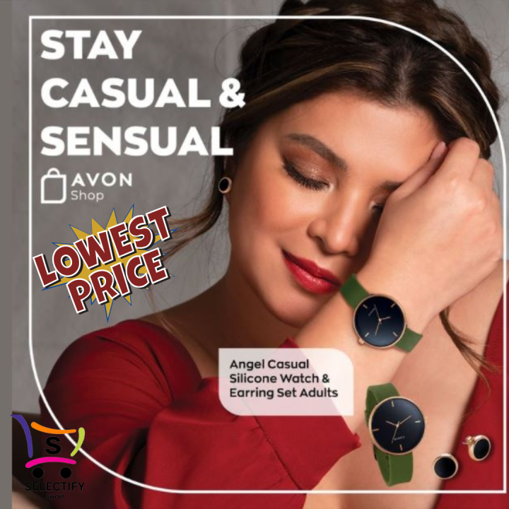 Original Avon Fashion Angel Locsin Casual Silicone Watch and Earrings ...