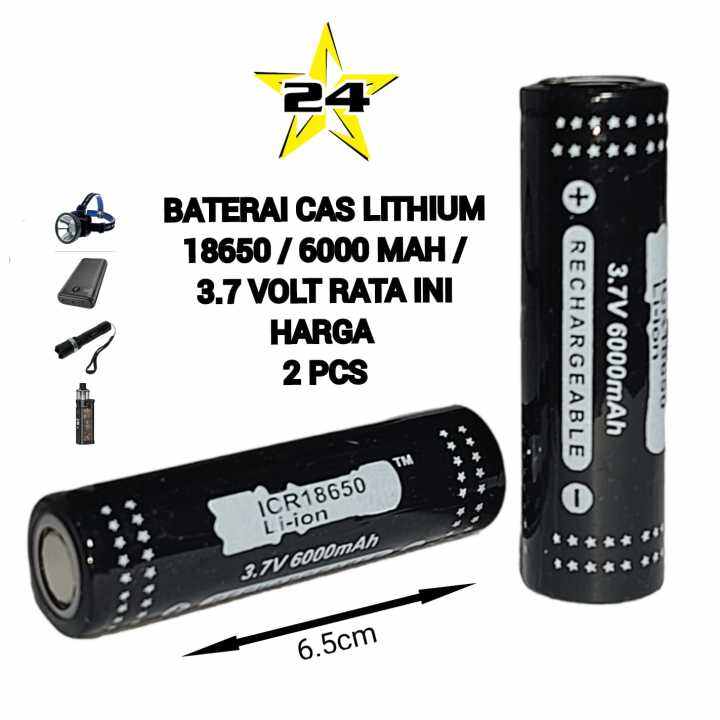 BATERAI CAS ISI ULANG 18650 / BATREI LITHIUM ICR 18650 ./ BATRE 18650 / 6000 MAH / 3,7 VOLT INI ...