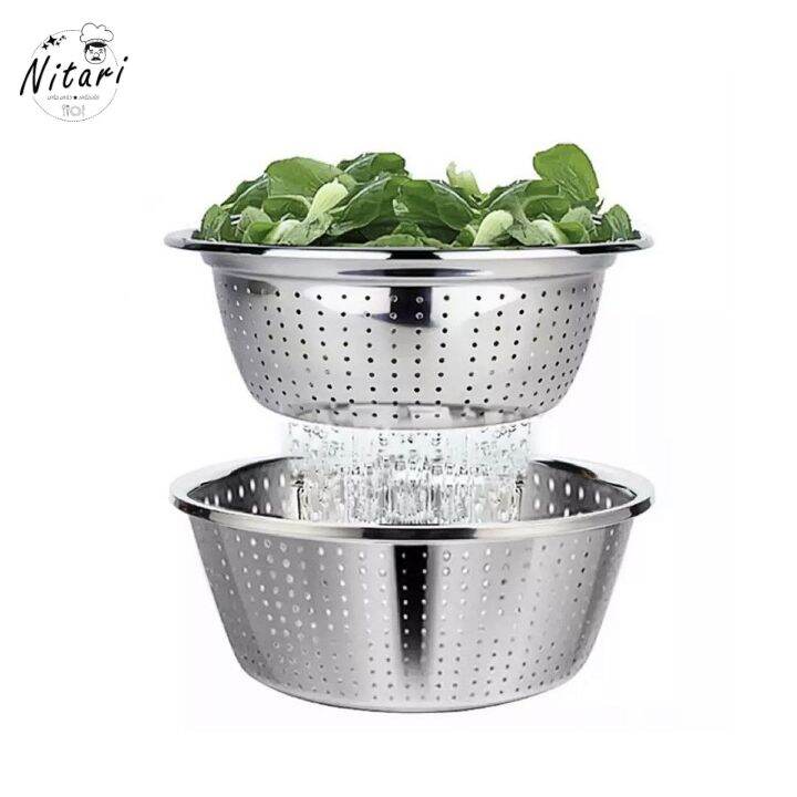 กะละมังล้างผัก กะละมังมีรู ตะแกรงล้างผัก กาละมังสแตนเลส กะละมังล้างผัก ...