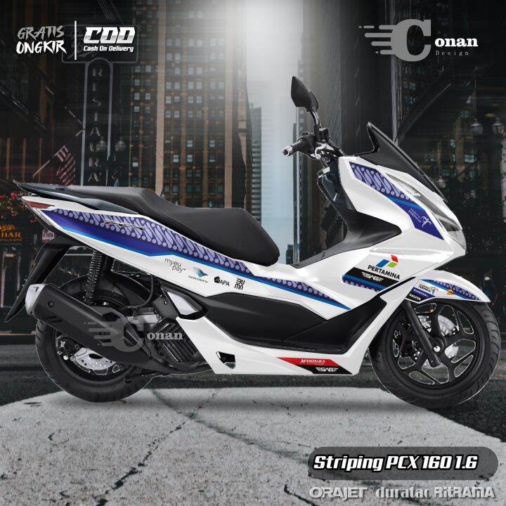 Aksesoris Motor PCX 160 Striping Motor PCX Variasi Motif Pertamina ...