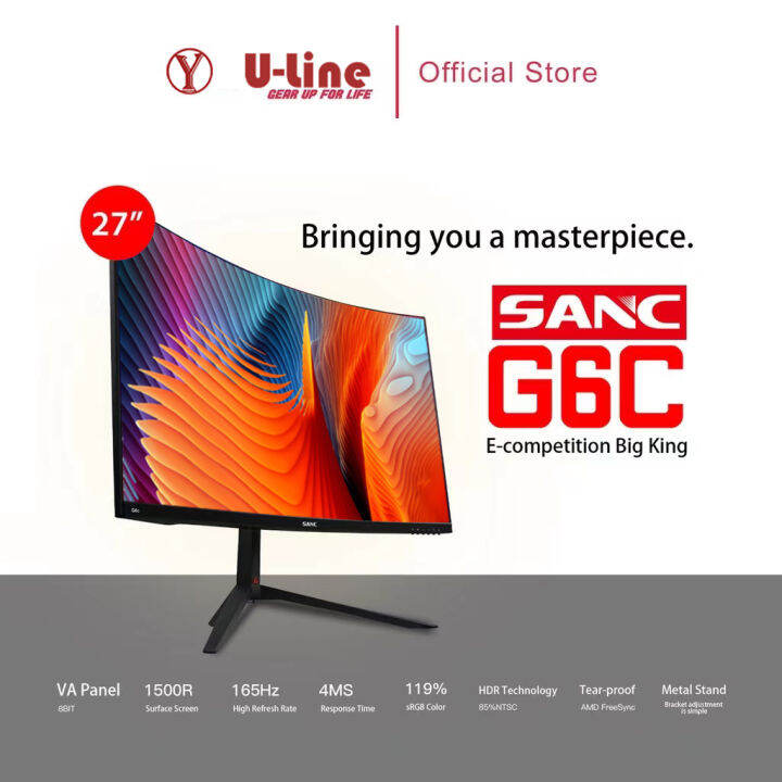 U-Line SANC G6C 27" CURVED LED MONITOR 1920*1080 | 1500R VA CURVE VGA ...