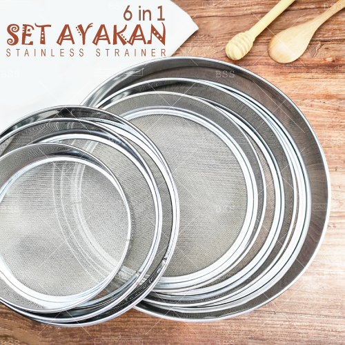 Round Powder strainer 6 in 1 Saringan tepung ayakan gula halus bulat ...