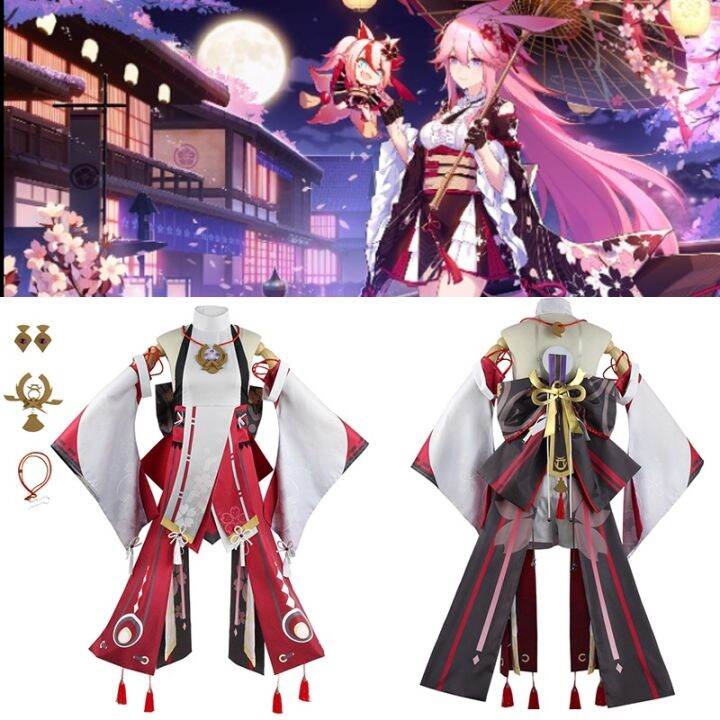 Game Genshin Impact Yae Miko Cosplay Costume Guuji Yae Battle Suit ...