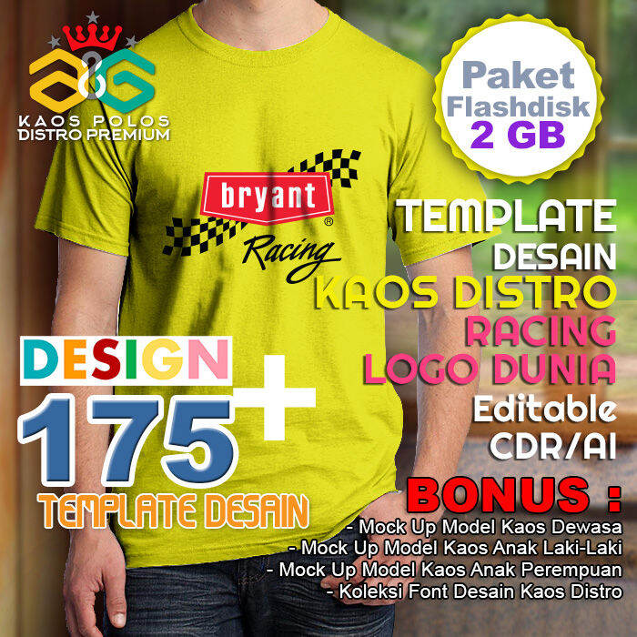 Paket Kumpulan Koleksi Template Desain Kaos Tema RACING LOGO / Mockups ...