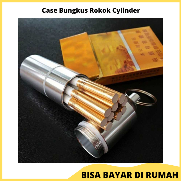 Case Bungkus Rokok Cylinder Stainless Steel Cigarette Case / Cigarettes ...