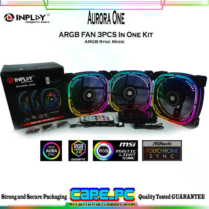 INPLAY AURORA ONE, ARGB FAN 3-IN-ONE KIT with HUB and REMOTE, ARGB DUAL ...