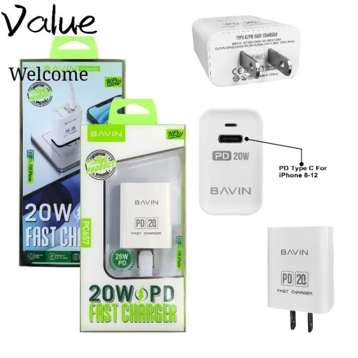 Original BAVIN 20W PD Fast Charge Power Delivery Fast Charging Adapter ...
